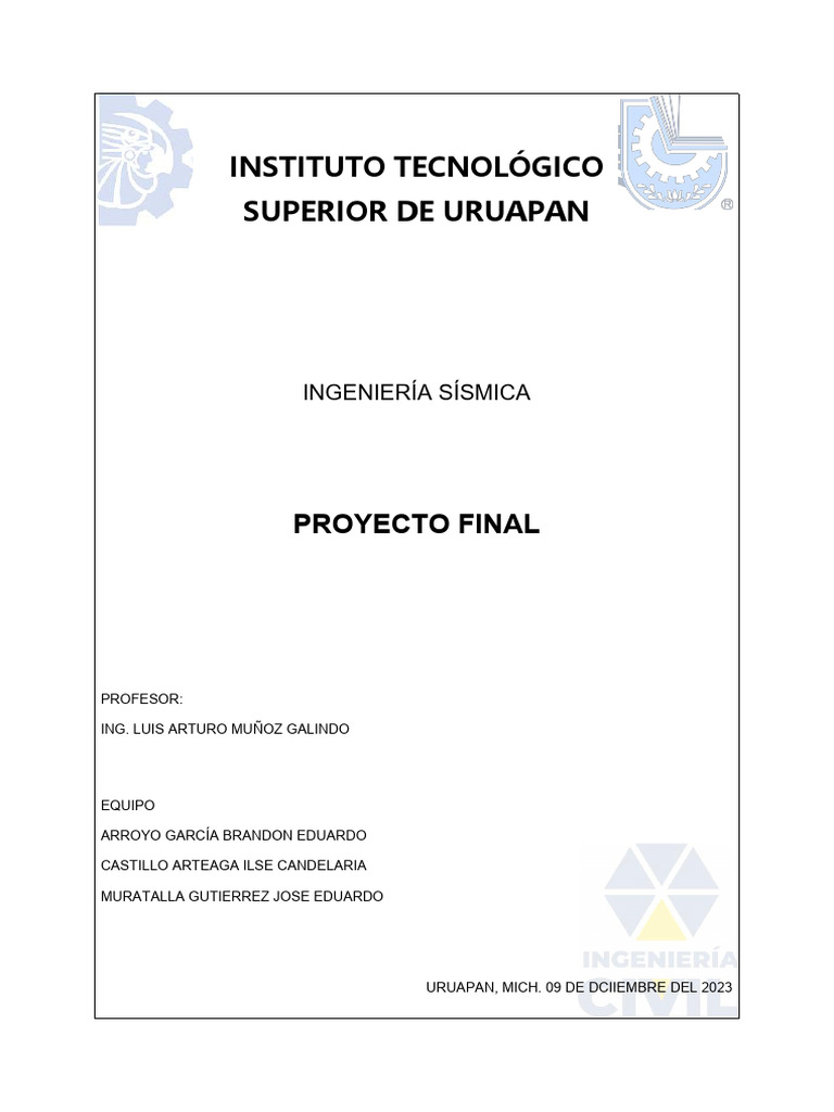 Proyecto Final_ingenier a s Smica | PDF | Ingeniería mecánica | Mecánica