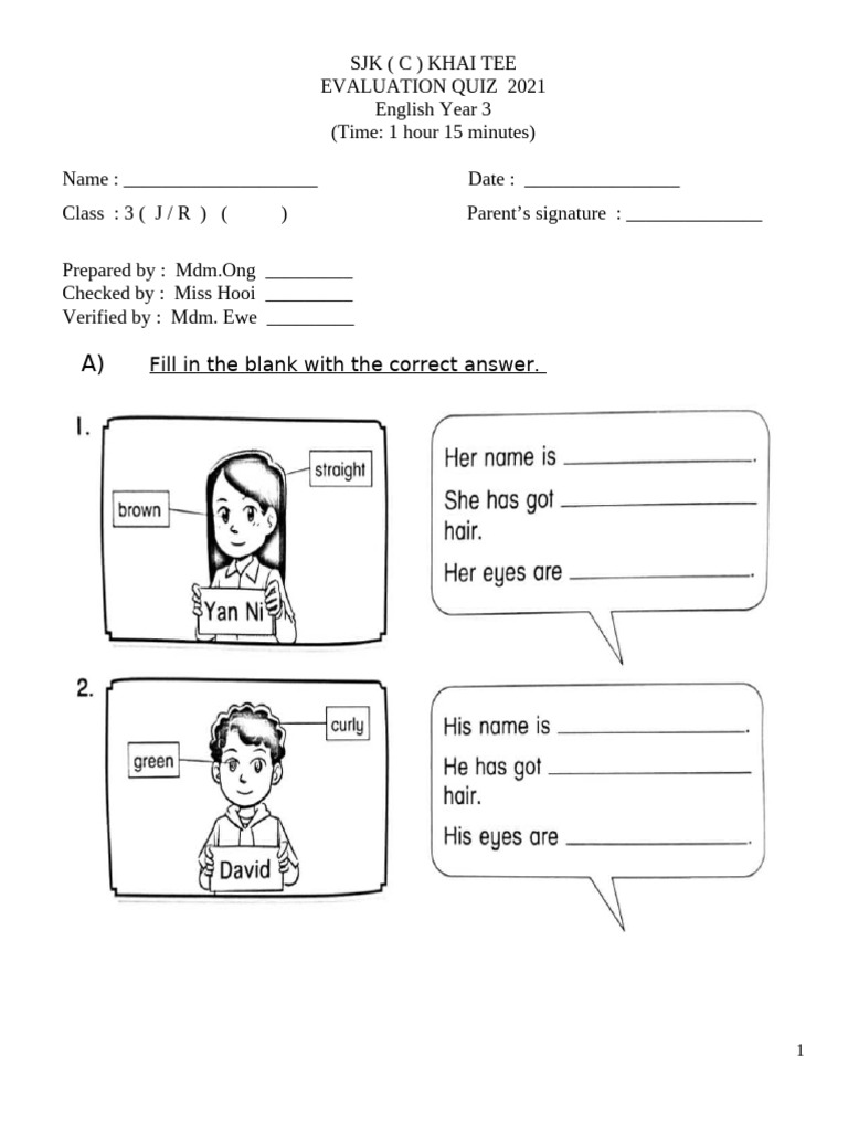 BI YEAR 3 Evaluation Quiz (May) 2021-Students | PDF