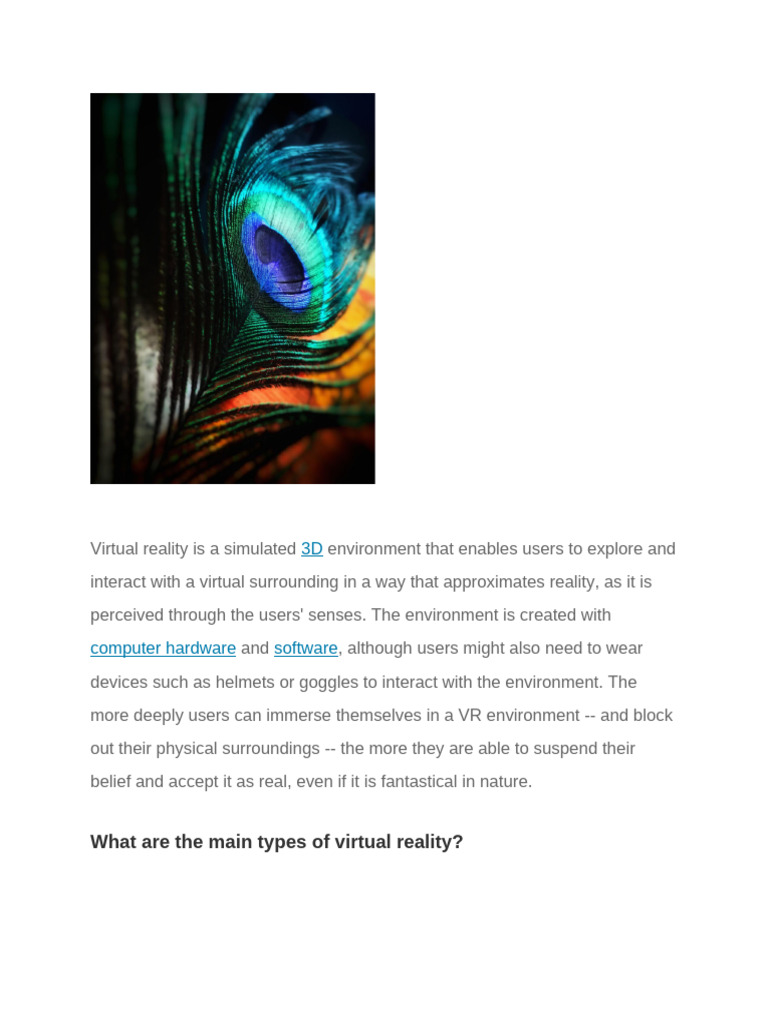 Understanding Virtual Reality Types | PDF