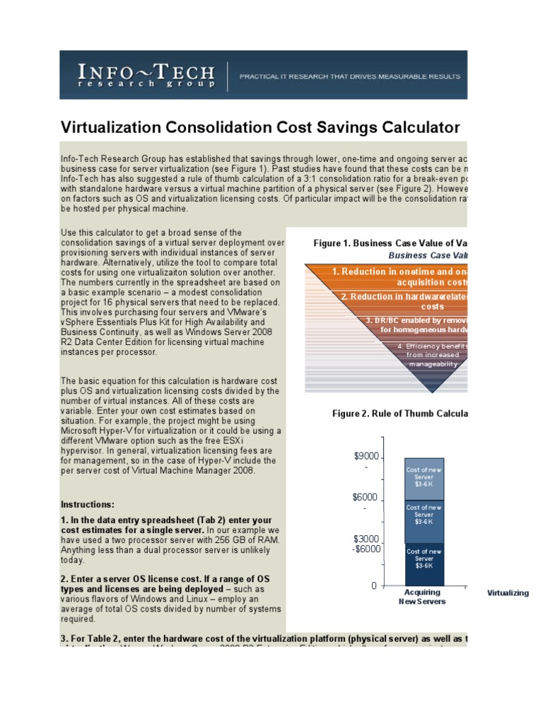 Virtualization Consolidation Cost Savings Calculator | PDF | Virtual ...