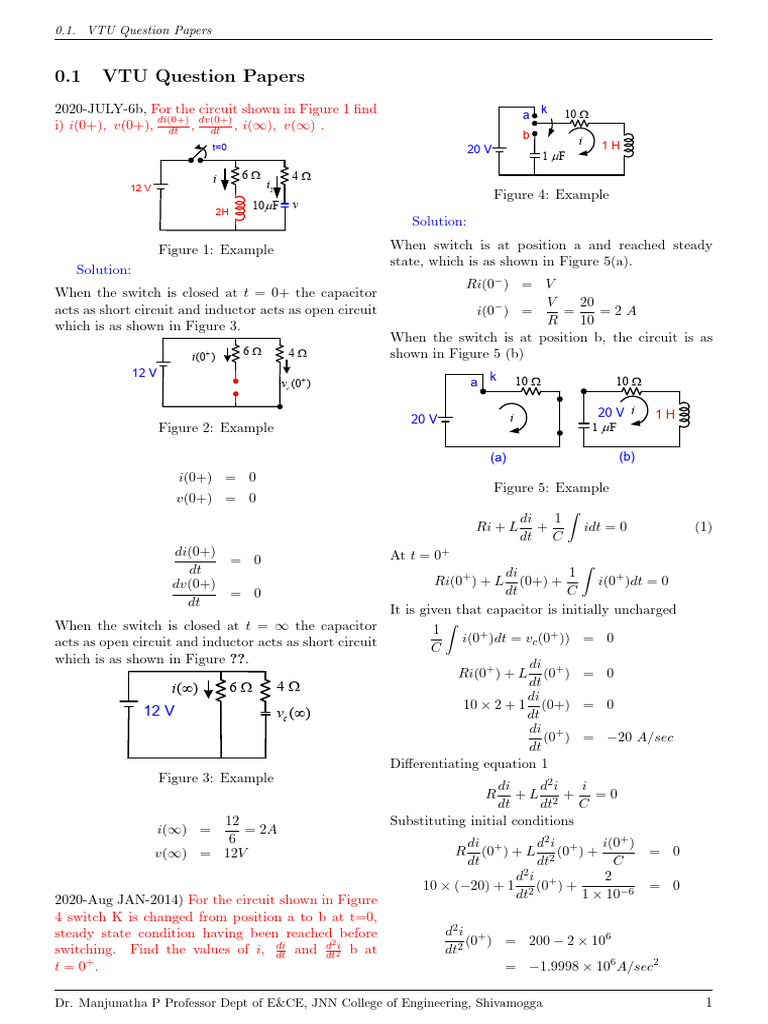 VTU Circuit Analysis Solutions | PDF | Electrical Network | Capacitor