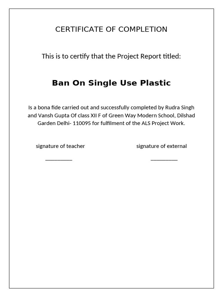 Certificate of Completion | PDF | Plastic | Recycling