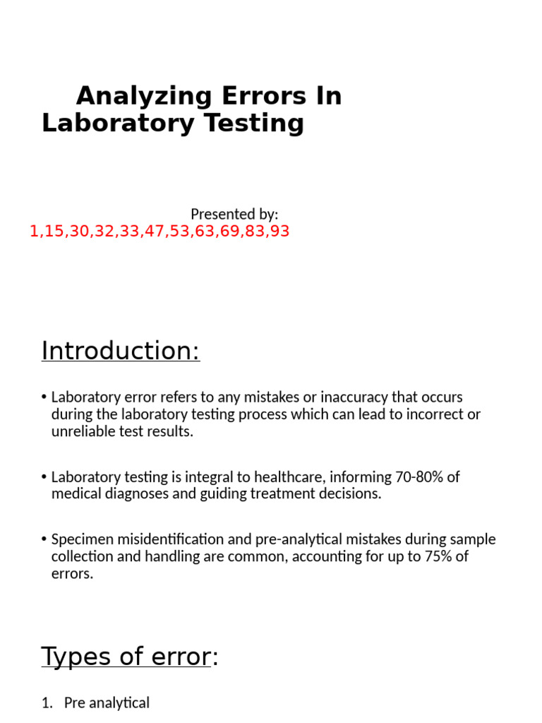Analyzing Errors in Laboratory Testing | PDF | Error | Electronic ...