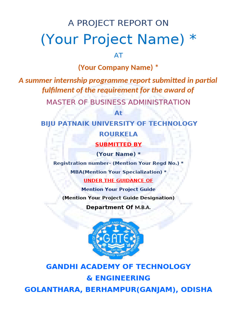 Project Report Front Page | PDF