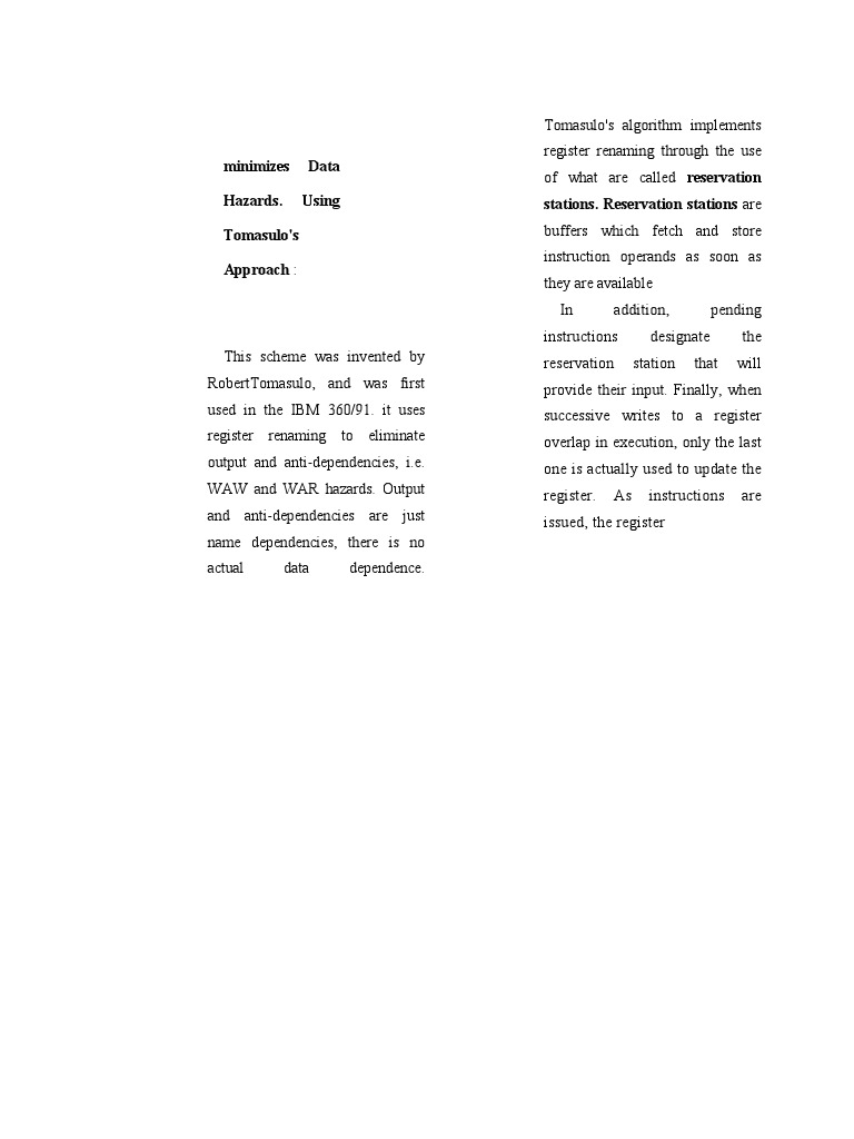 An Explanation of Tomasulo's Algorithm for Out-of-Order Execution and Its Implementation Using ...