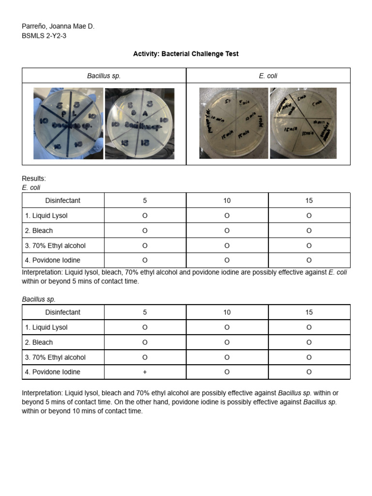 Bacterial Challenge Test | PDF