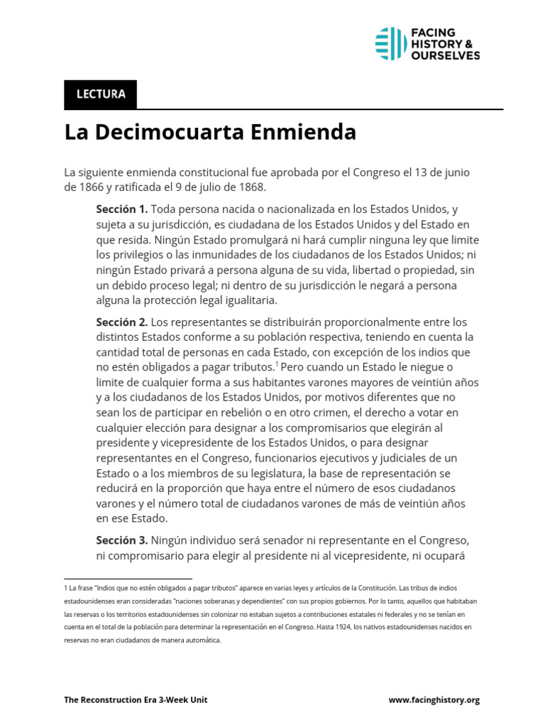 Decimocuarta Enmienda: Ciudadanía y Derechos | PDF | Los Estados Unidos ...