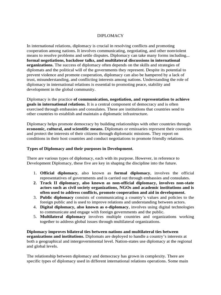 DIPLOMACY | PDF | Diplomacy | Diplomat