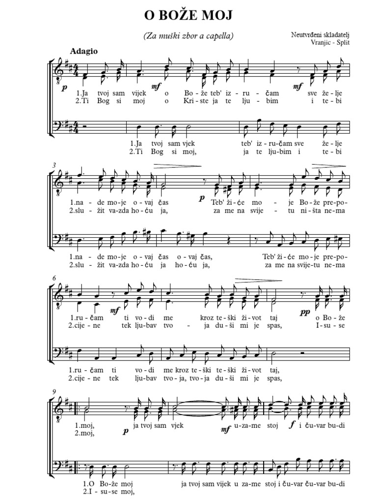 O BOŽE MOJ (TB) - Neutvrđeni Skladatelj (Vranjic) | PDF