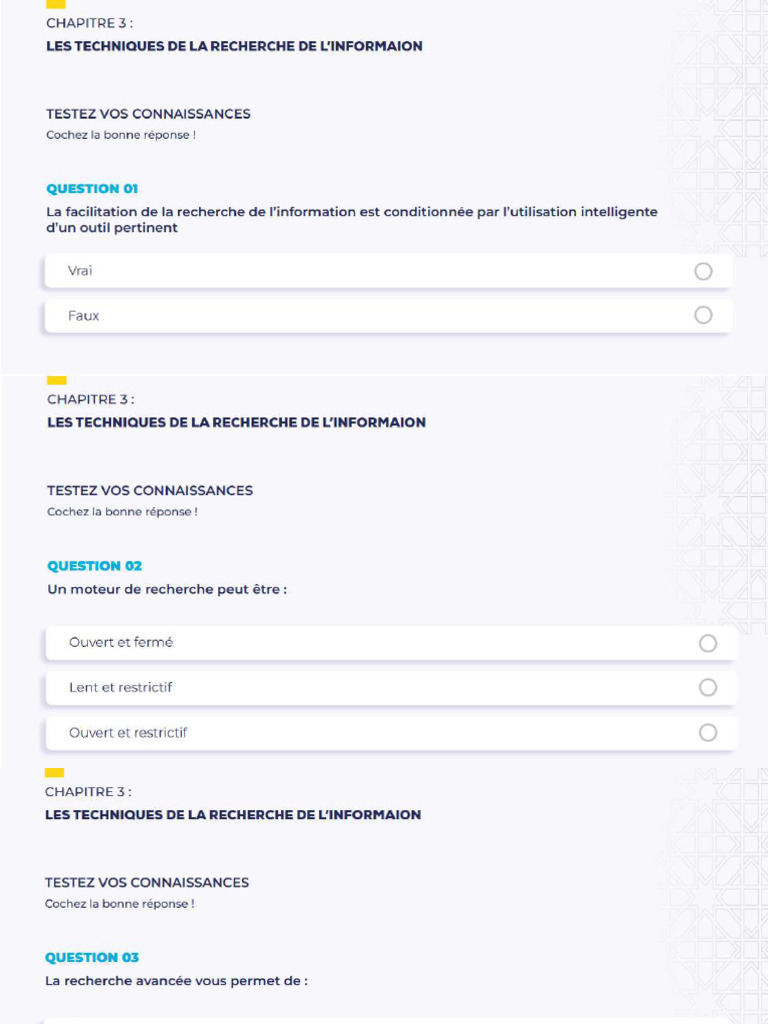 Quiz Chapitre 3 Et 4 MTU | PDF