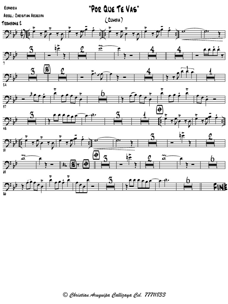 Euphoria-Por Que Te Vas - Trombone 2 | PDF