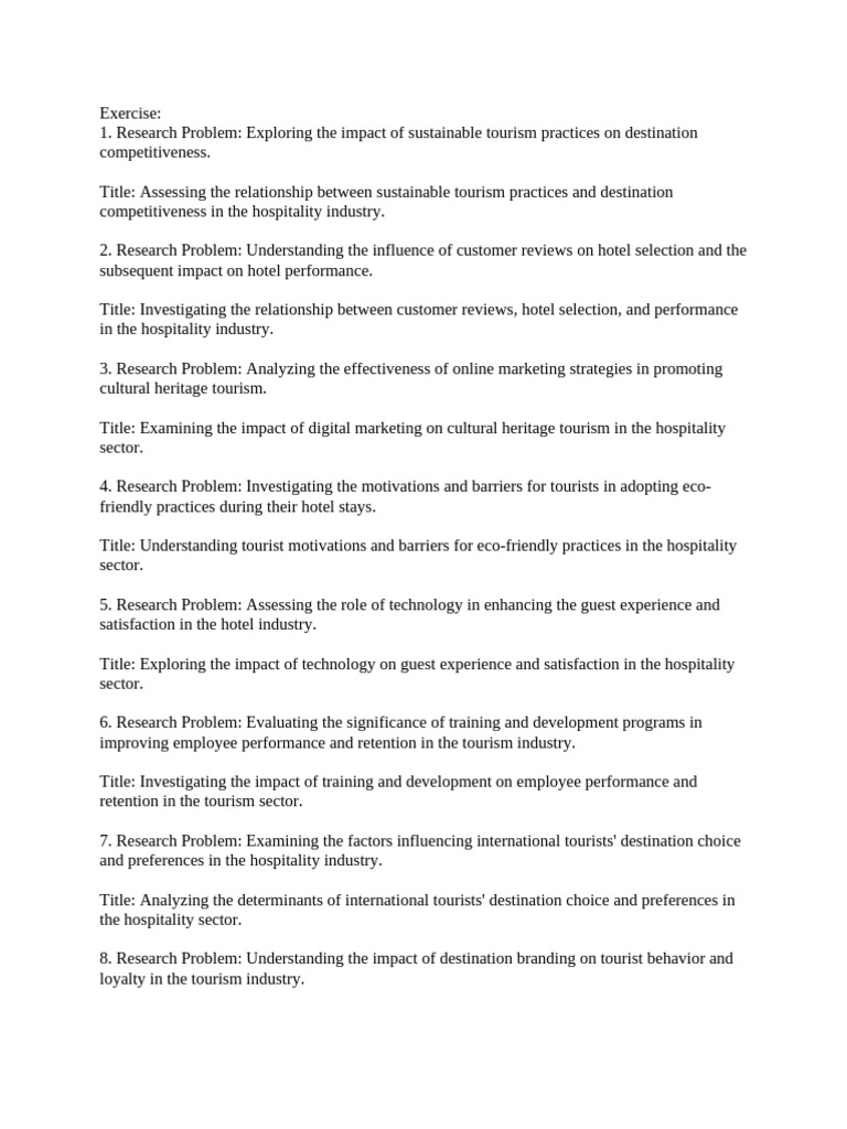 Exercise | PDF | Tourism | Employee Retention
