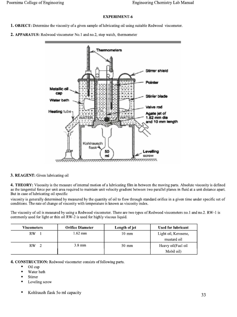 Experiment 5 Redwood Viscometer | PDF