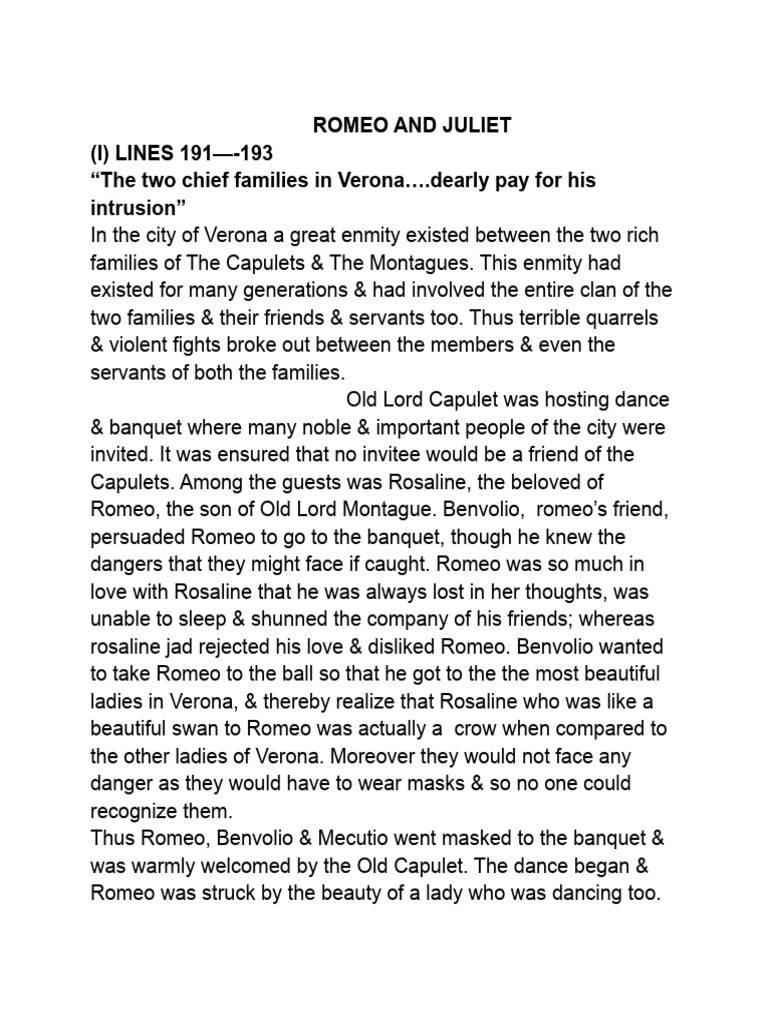 Rosaline's Impact on Romeo and Juliet | PDF | Characters In Romeo And ...