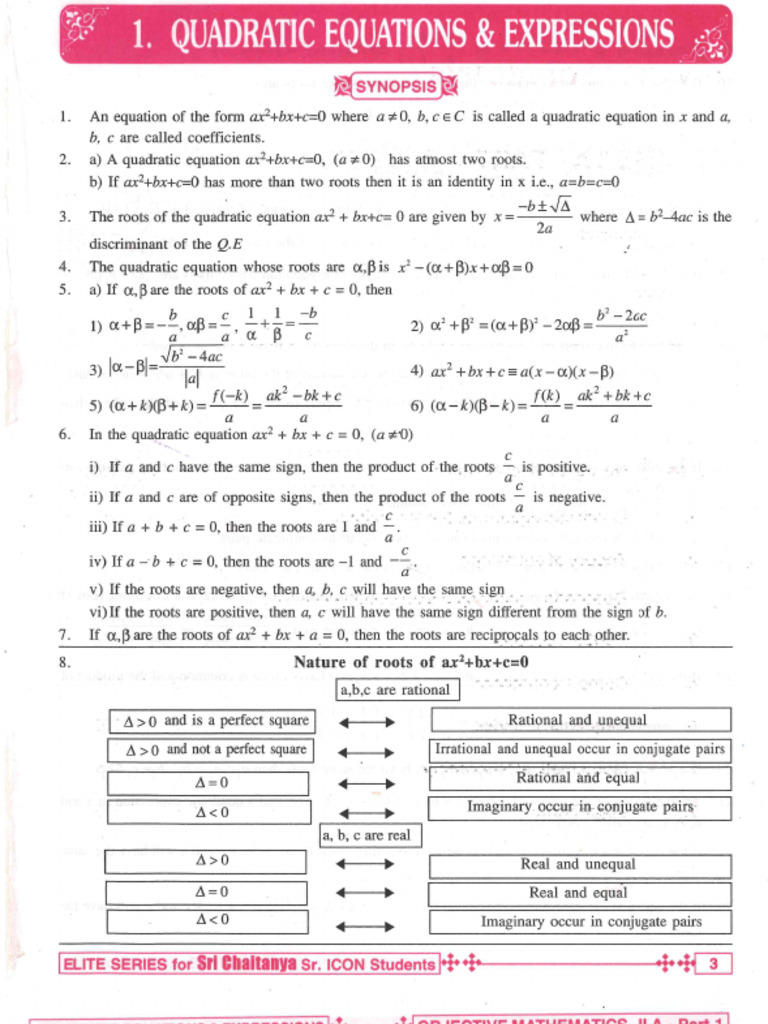 Quadratic Equations & Expressions | PDF