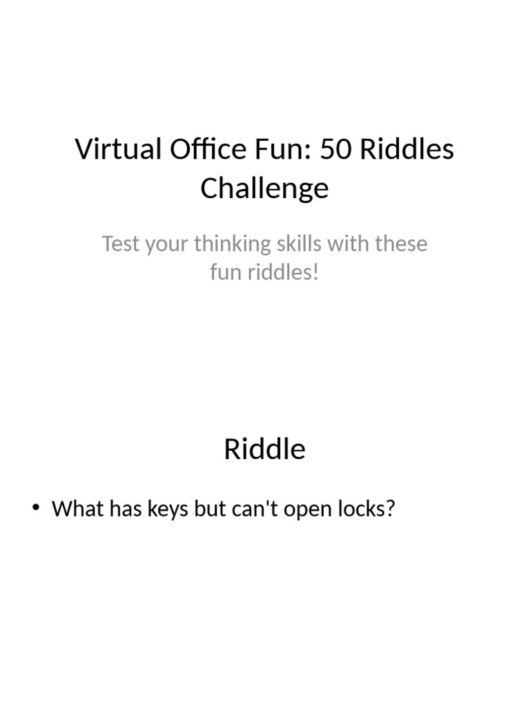 Virtual Office Riddles 50 Slides | PDF