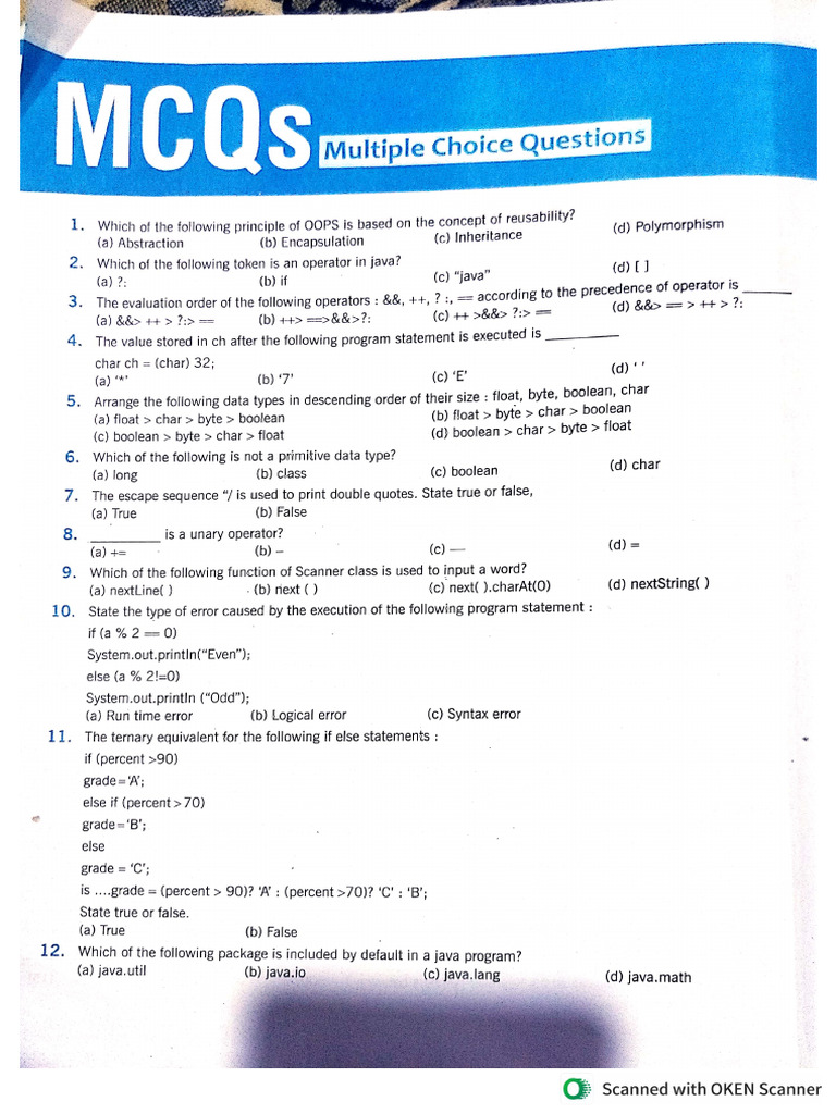 MCQ Comp Class 10 ICSE | PDF