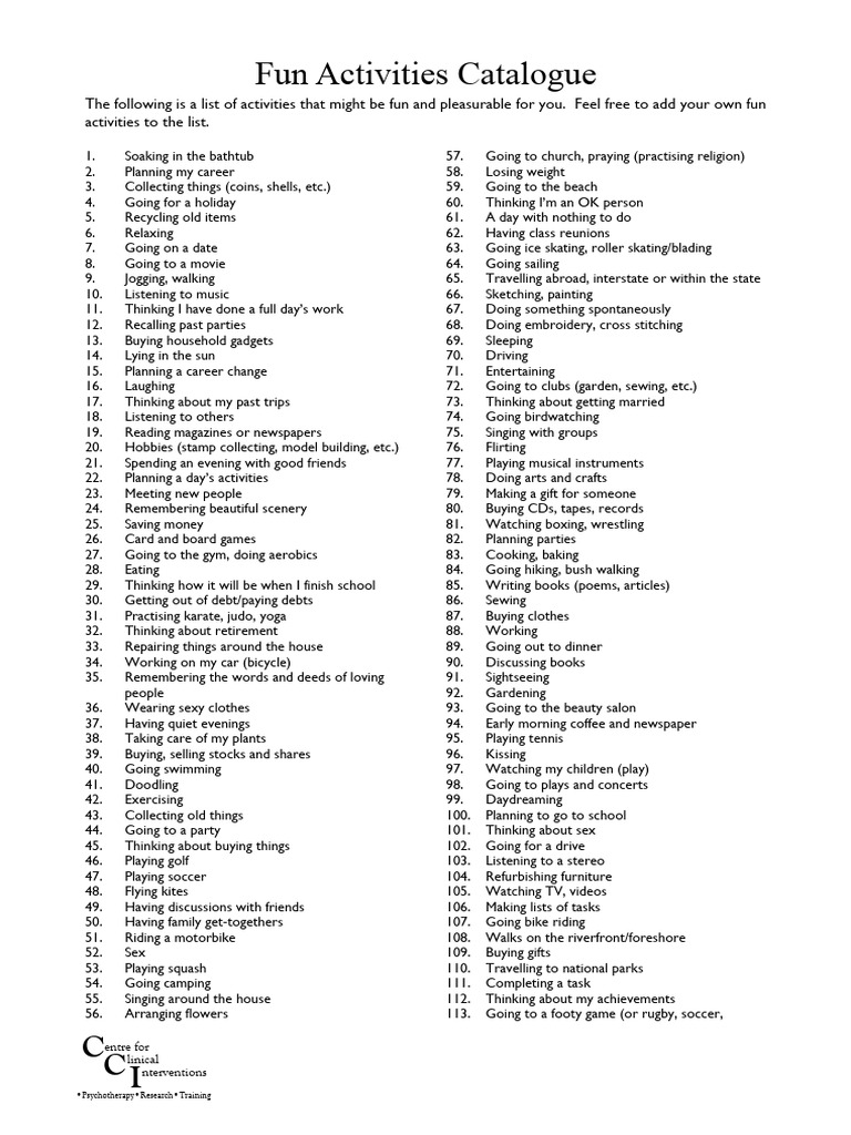 Fun Activities Catalogue Overview | PDF