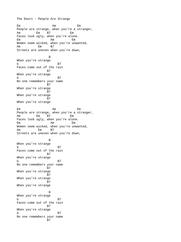 People Are Strange - The Doors Lyrics | PDF