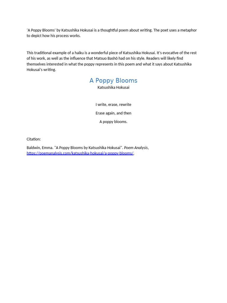 A Poppy Blooms | PDF