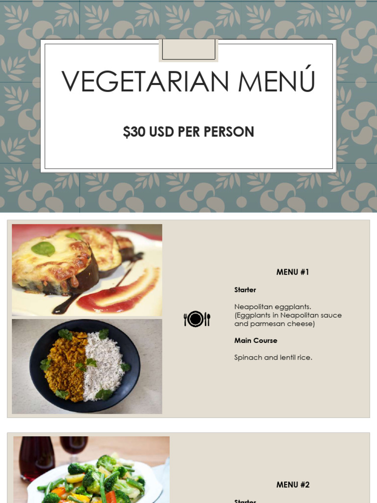 Vegetarian Menu Options for $30 | PDF