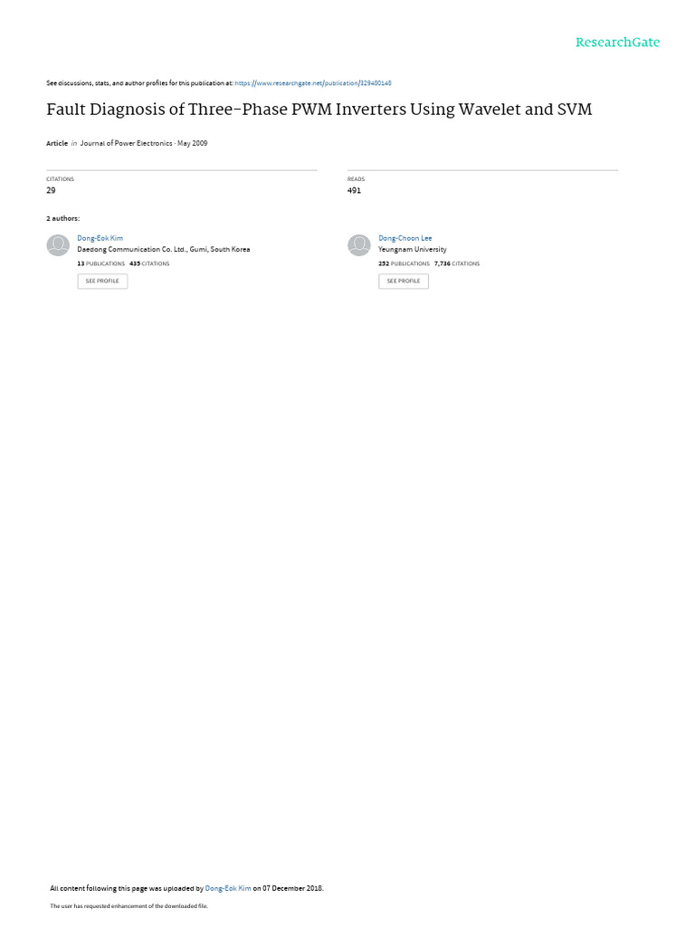 Fault Diagnosis of Three-Phase PWM Inverters Using Wavelet and SVM | PDF | Support Vector ...