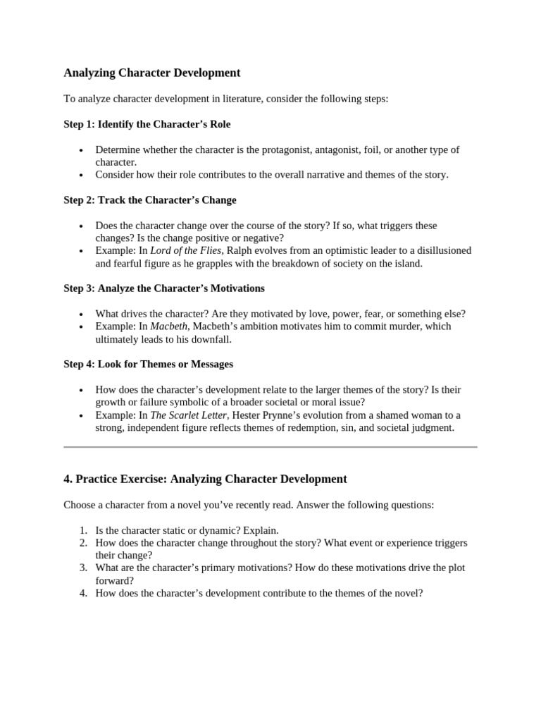 Analyzing Character Development | PDF