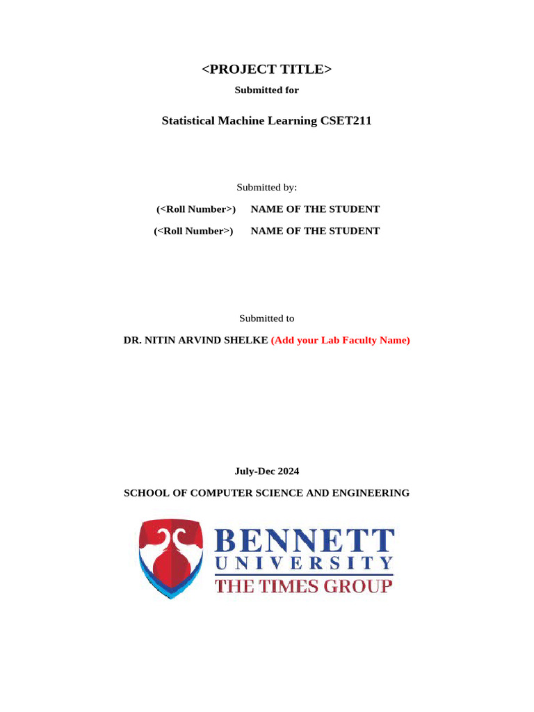 SML Project Report format | PDF