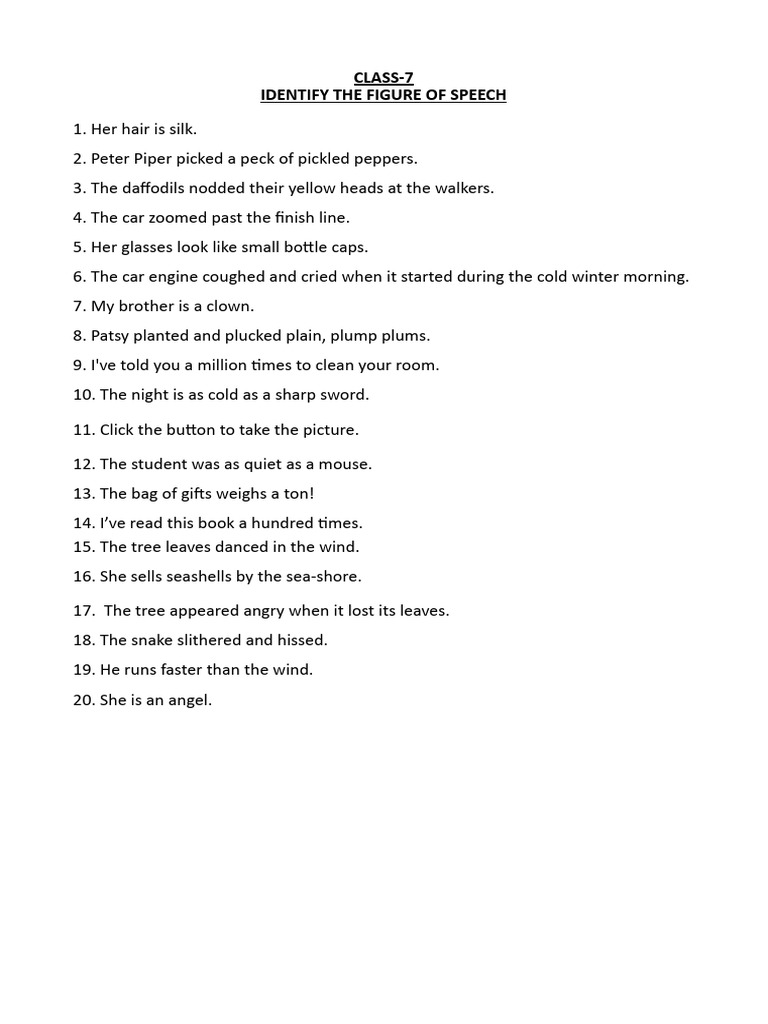 Figures of Speech for Class 7 Students | PDF