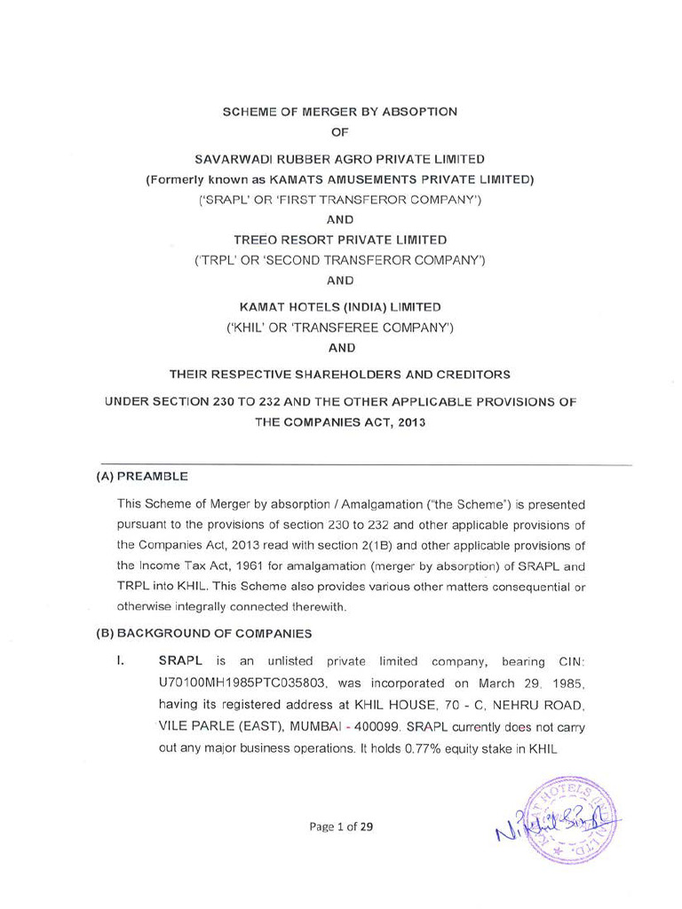 Draft Scheme of Merger | PDF