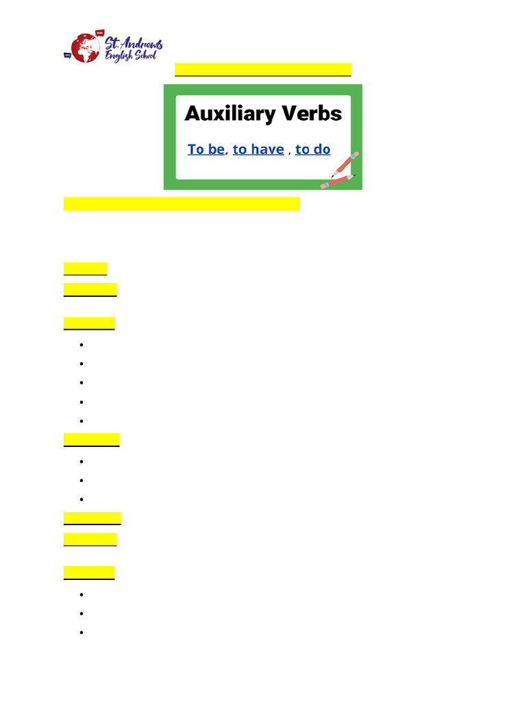 Auxiliary Verbs Be, Do and Have | PDF | Perfect (Grammar) | Verb