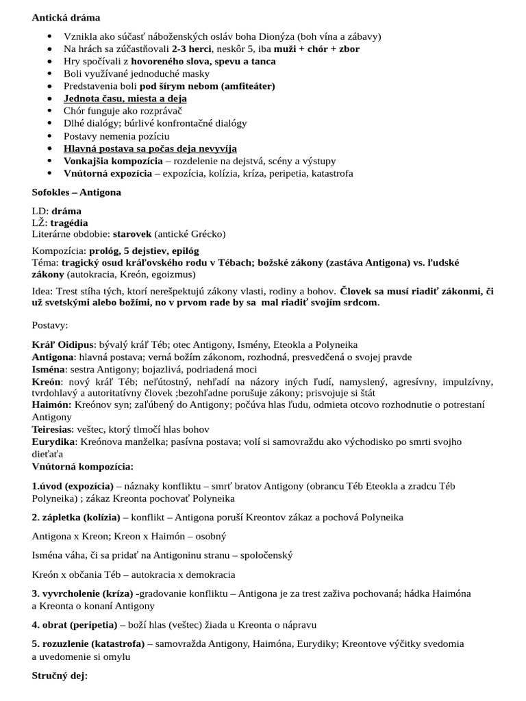 Sofokles - Antigona - Poznámky | PDF