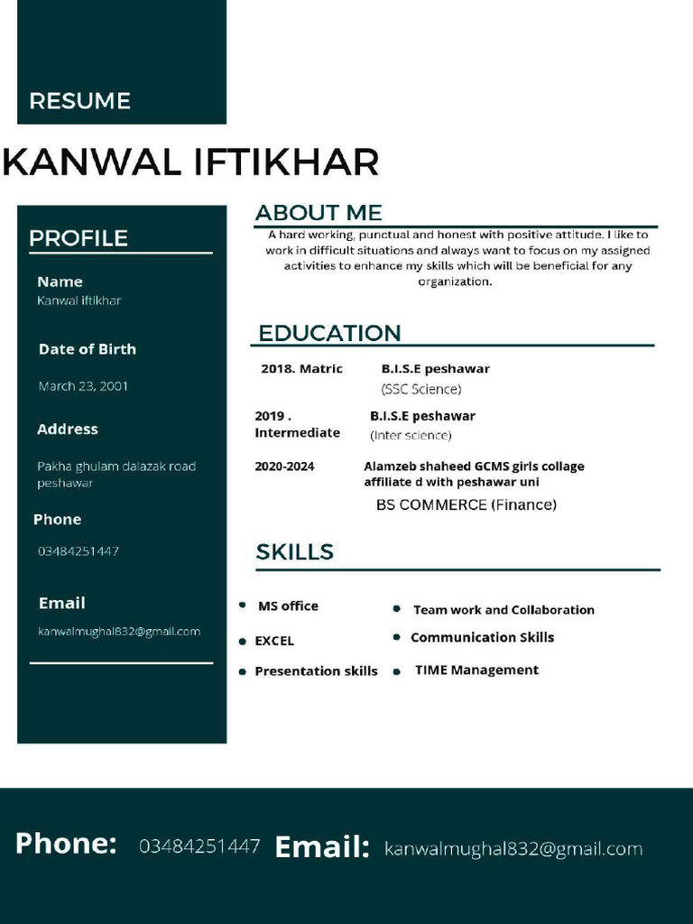 Kanwal CV Compressed (2) Compressed | PDF