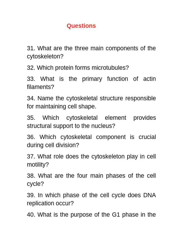 Question and Answer of Cell Biology | PDF | Mitosis | Cell Cycle