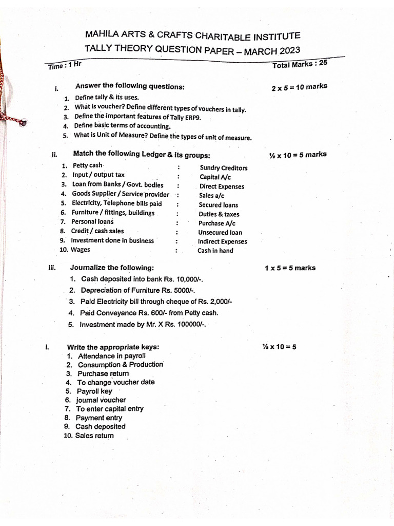 Tally-Theory QP | PDF