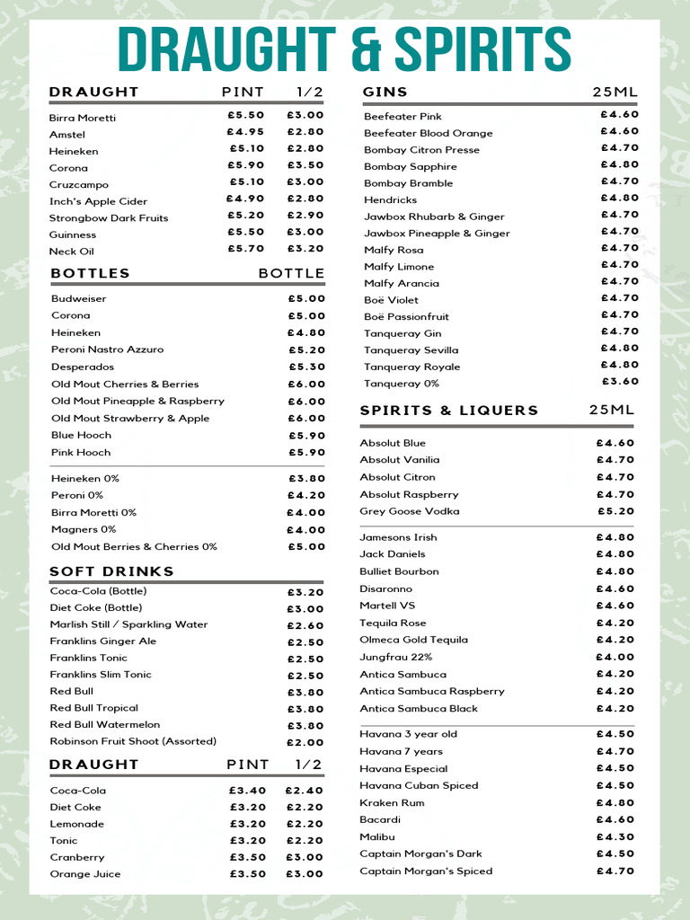 Media - Ob4dxhn5 - April 2024 Yolo Seaburn Menu FV 3 | PDF | Drink