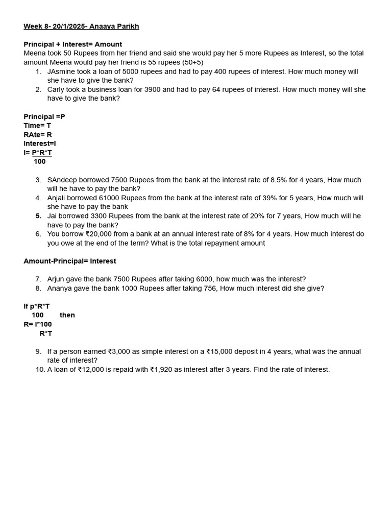 Simple Interest Calculations | PDF
