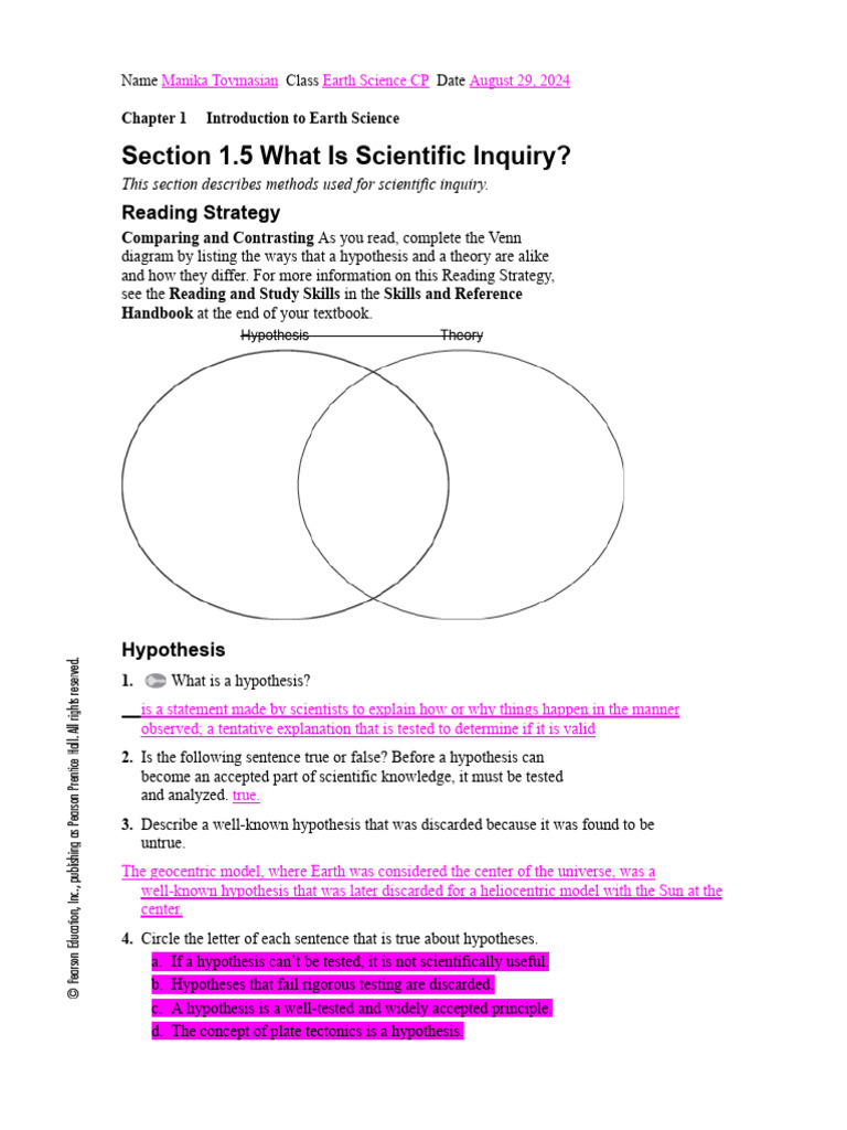 Earth Science 1.5-Manika | PDF | Hypothesis | Theory
