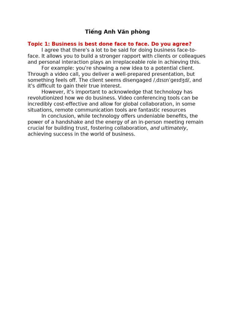 Tiếng Anh Văn Phòng Midterm | PDF | Communication | Vietnam