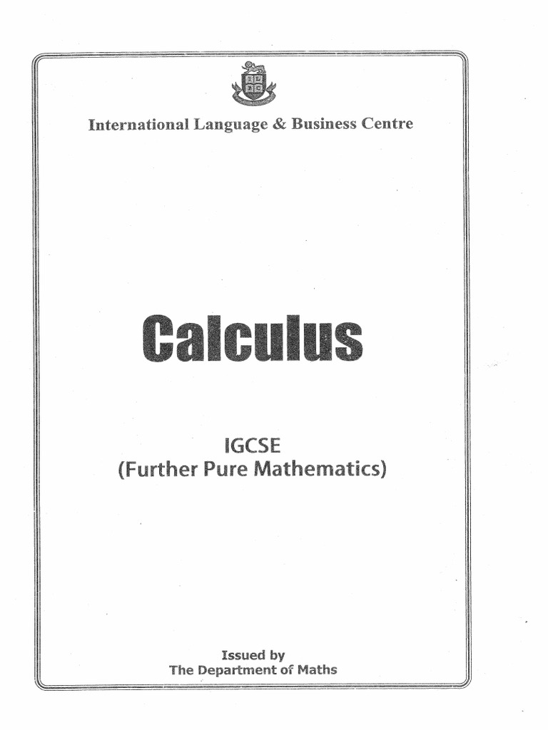 Calculus Igcse Pdf