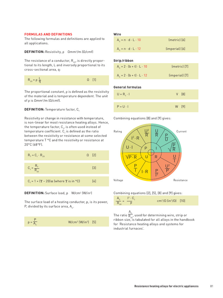 Formulas and Definitions | PDF | Electrical Resistivity And ...