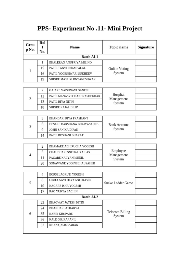 Mini Project Topics for AI Students | PDF