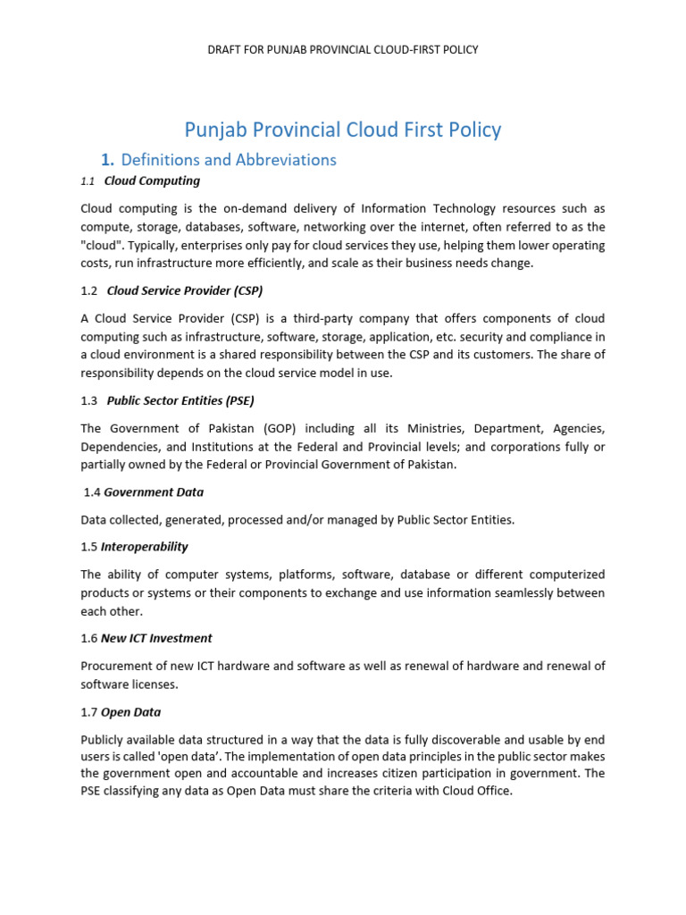 Punjab Provincial Cloud First Policy v2 | PDF | Cloud Computing | Information Security