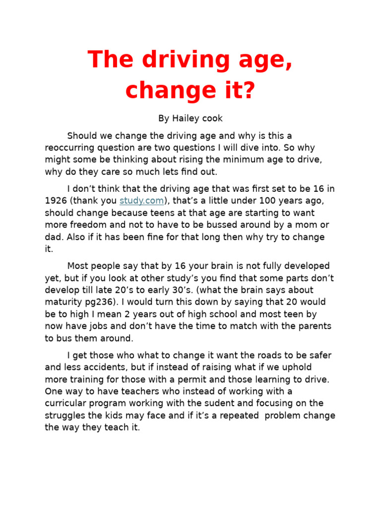 Should We Change the Driving Age? | PDF
