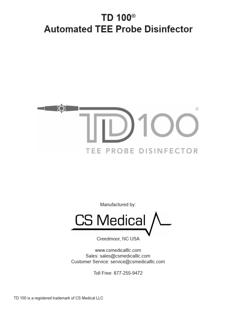 TD 100 Automated TEE Probe Disinfector Manual | PDF | Personal ...