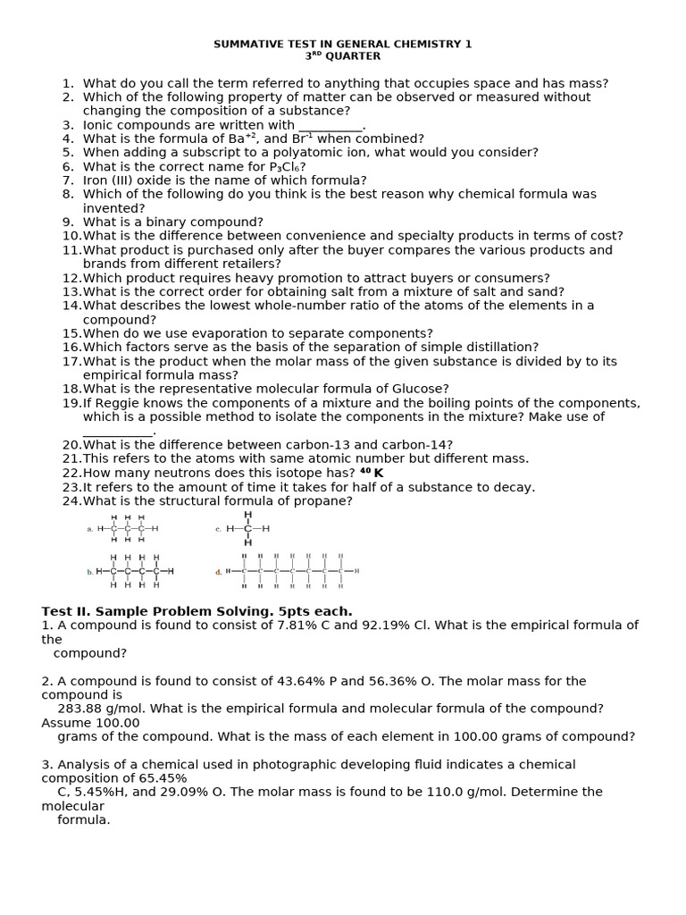 3rd-quarter-GENERAL-CHEMISTRY-1-2 | PDF | Chemical Substances | Chemical Compounds