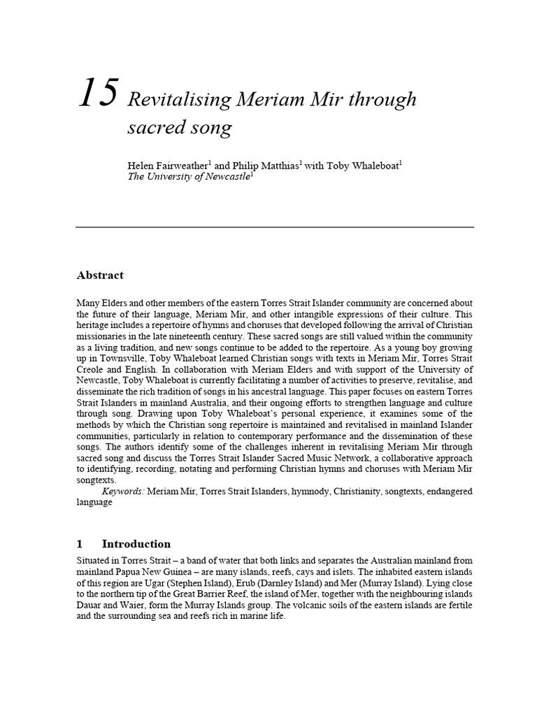 Revising Meriam Mir Through Song | PDF | Hymns