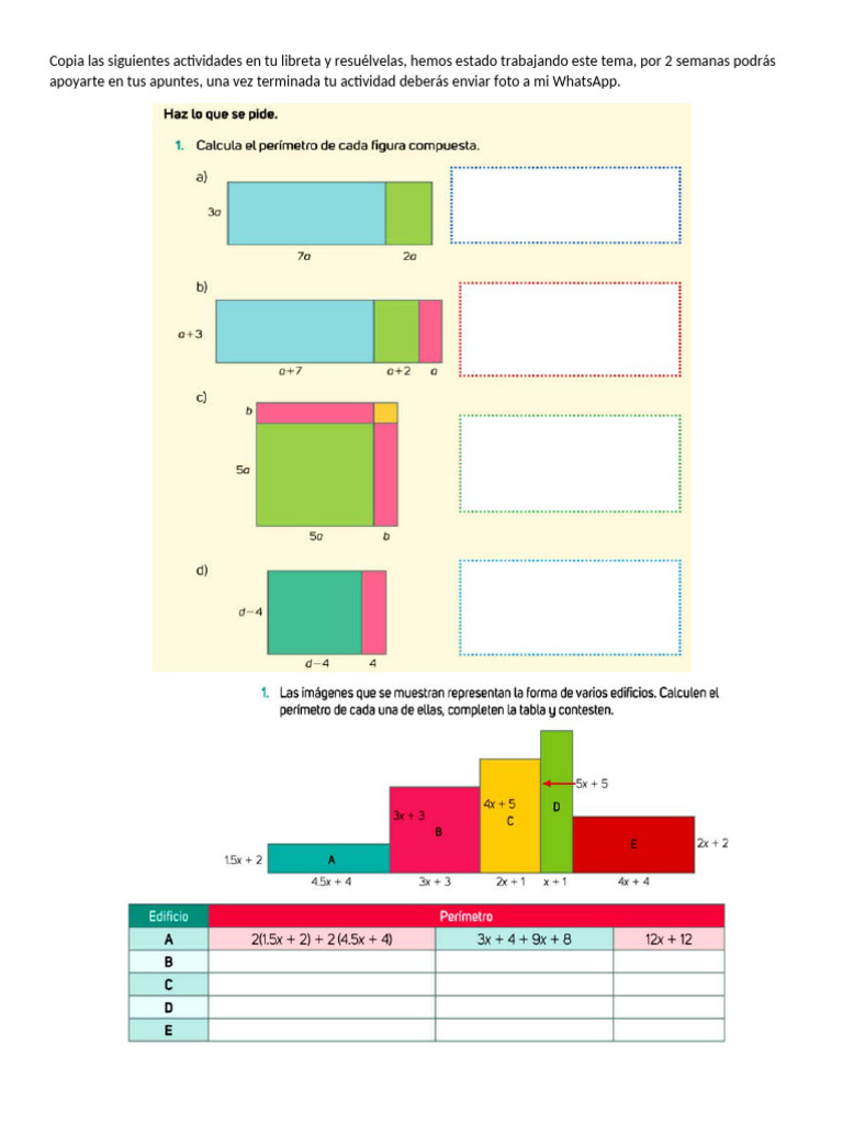 Areas y Perimetros Lenguaje Algebraico | PDF