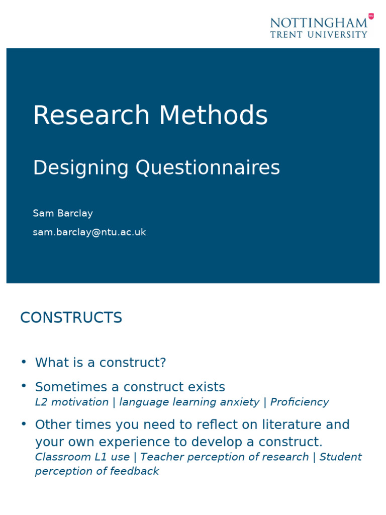 Week 2 Research Methods - Questionnaires | PDF | Likert Scale | Questionnaire