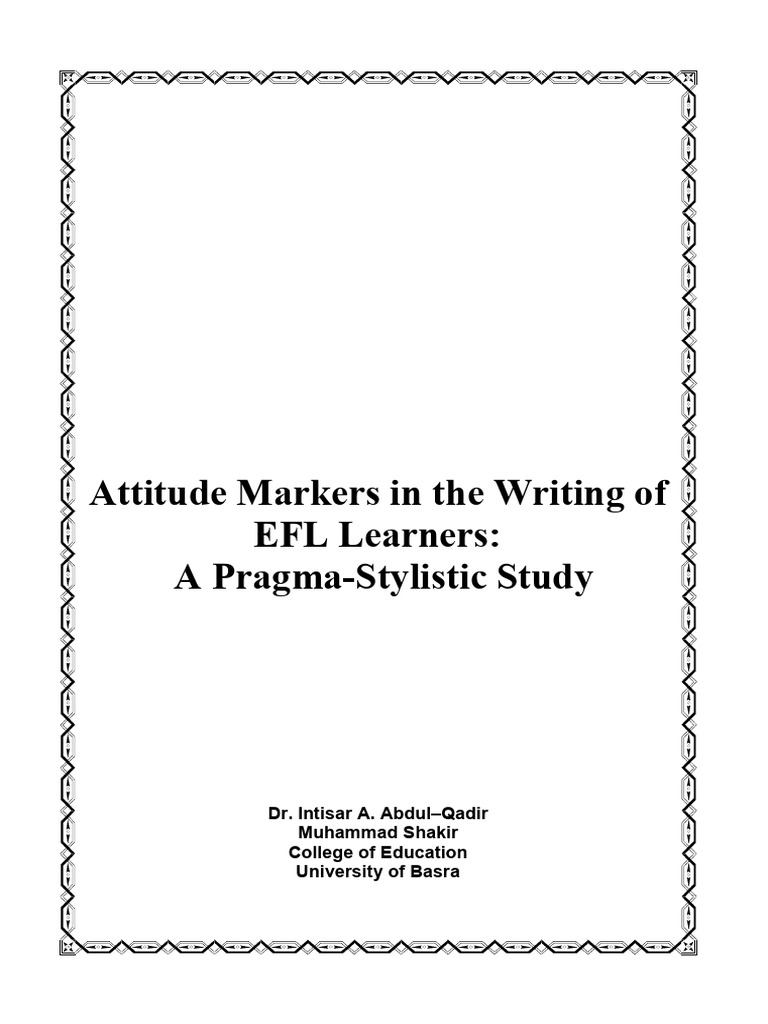 Attitude Markers in The Writing of EFL Learners | PDF | Semantics ...